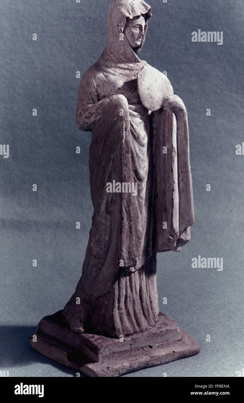 GREEK STATUETTE: WOMAN. /nGreek stone statuette of a woman. From ...