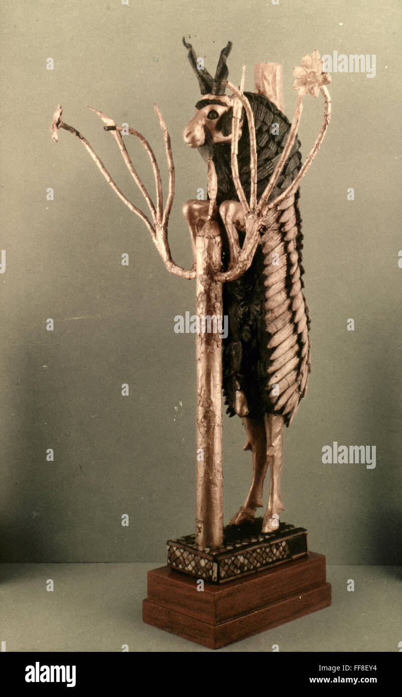 SUMERIAN GOAT. /nRampant goat with Tree of Life from a royal tomb at Ur ...