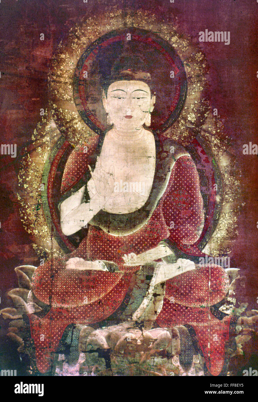 BUDDHA SHAKA, c1100. /nThe Buddha Shaka. Detail of Japanese scroll ...