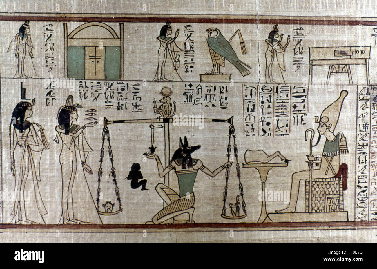EGYPTIAN FUNERARY PAPYRUS /ndepicting the judging of the dead and the ...