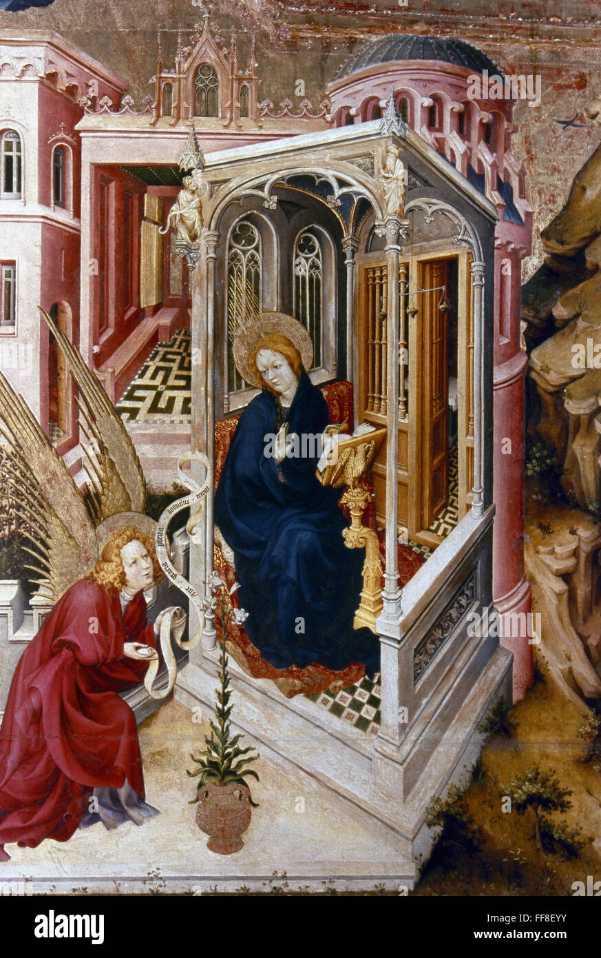 THE ANNUNCIATION. /n'The Annuncation,' detail from the Altar of Philip ...