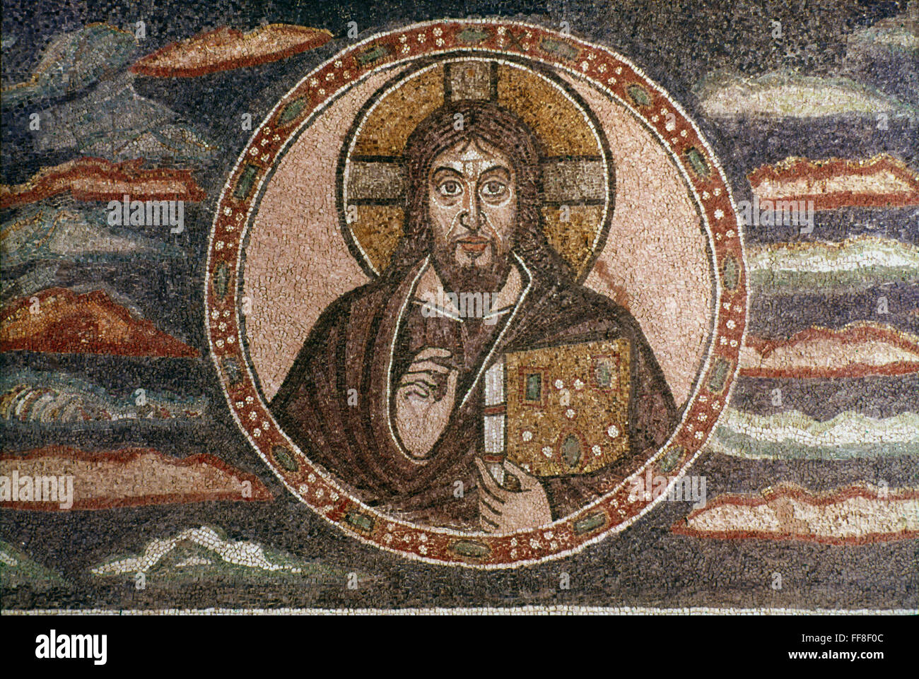 TRIUMPHANT CHRIST. /nMosaic from the Basilica of Saint Apollinare in ...