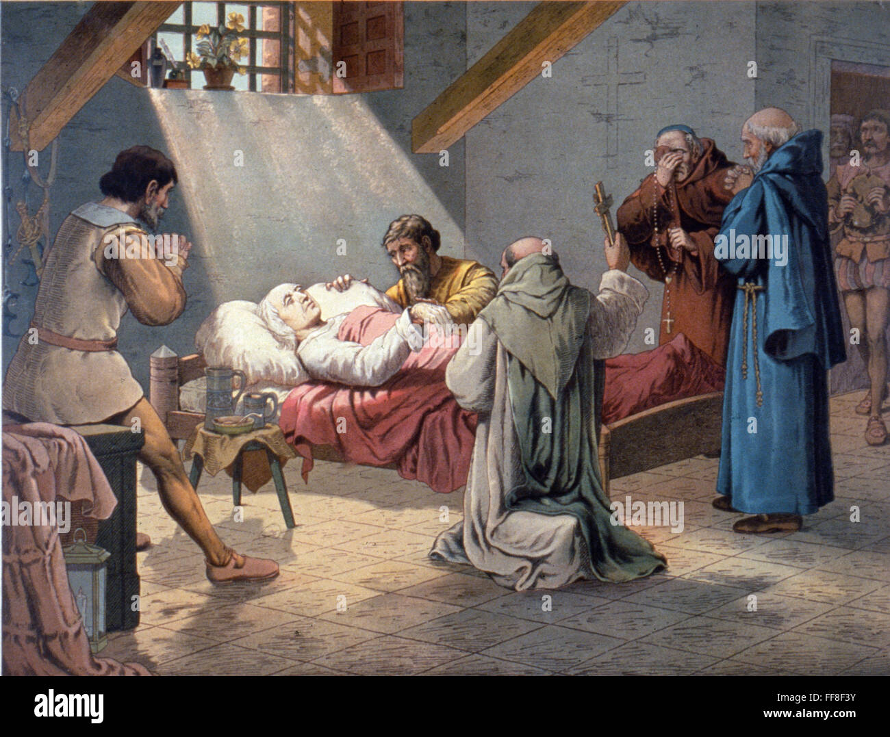 DEATH OF COLUMBUS, 1506./nAmerican lithograph, 1893 Stock Photo - Alamy