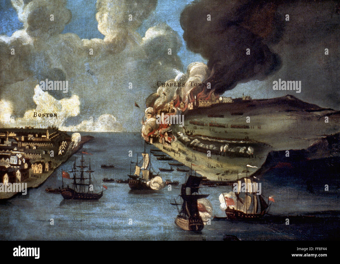 BATTLE OF BUNKER HILL, 1775. /nBattle of Bunker Hill, 17 June 1775. Oil ...