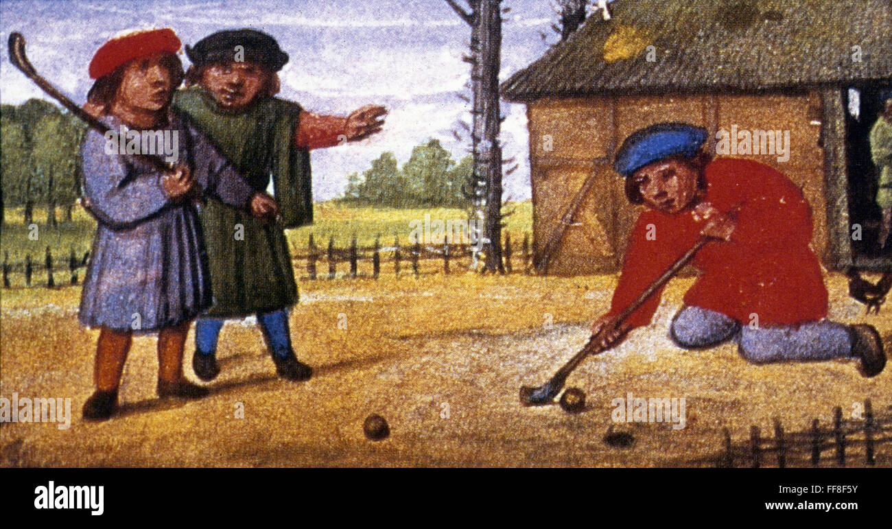 HET KOLVEN, 16TH CENTURY. /nMen playing a game of het kolven, an early ...