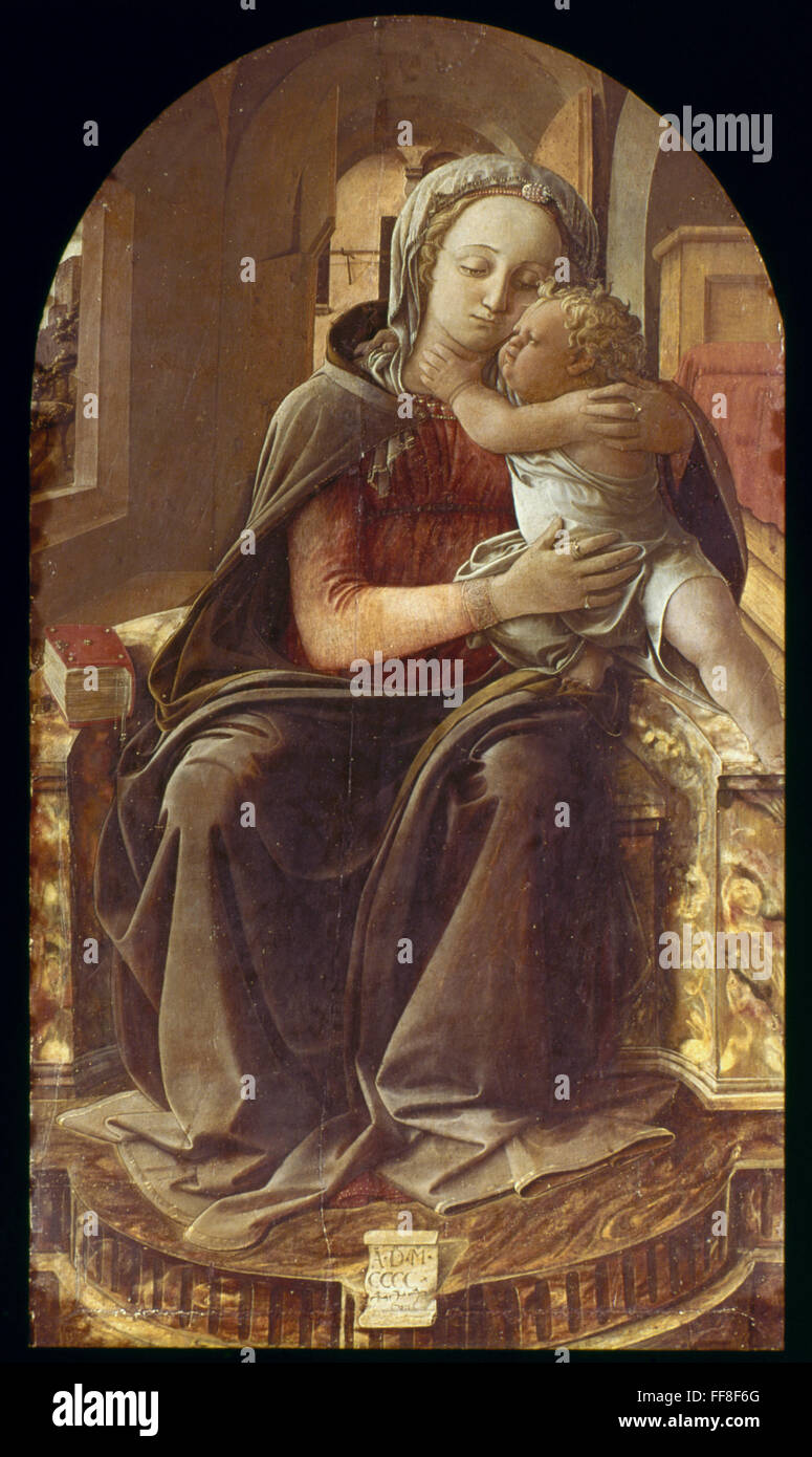 LIPPI: MADONNA AND CHILD. /n'Madonna and Child.' Tempera on wood, Filippo Lippi, 1437 Stock ...