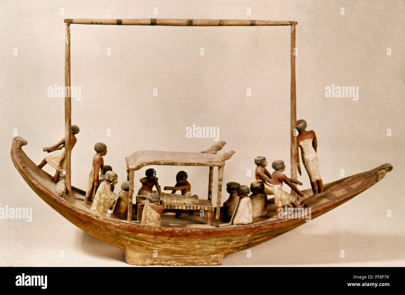 EGYPTIAN FUNERARY BOAT. /nWooden model. 11th-12th Dynasty Stock Photo ...