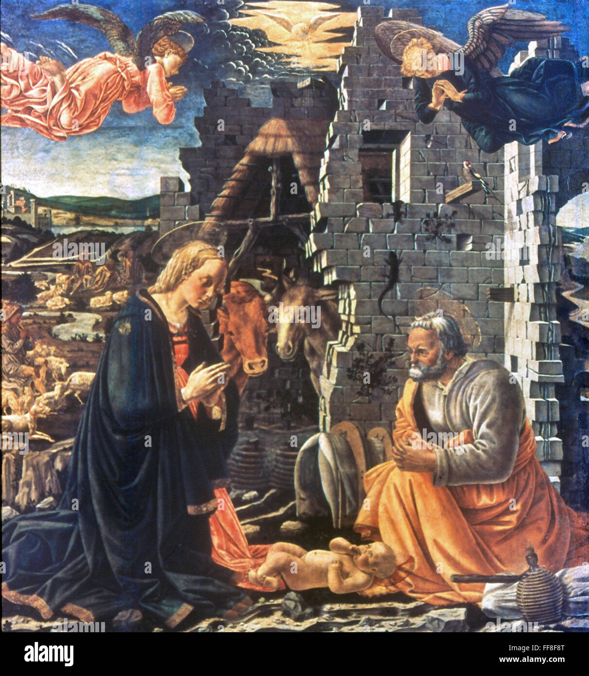 THE NATIVITY. /n'The Nativity.' Panel, Fra Diamante, c1465 Stock Photo ...