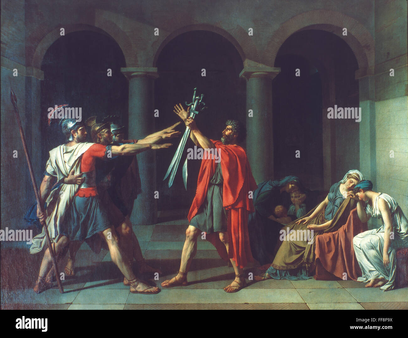 DAVID: HORATII, 1785. /nThe Oath of the Horatii, canvas, by Jacques ...