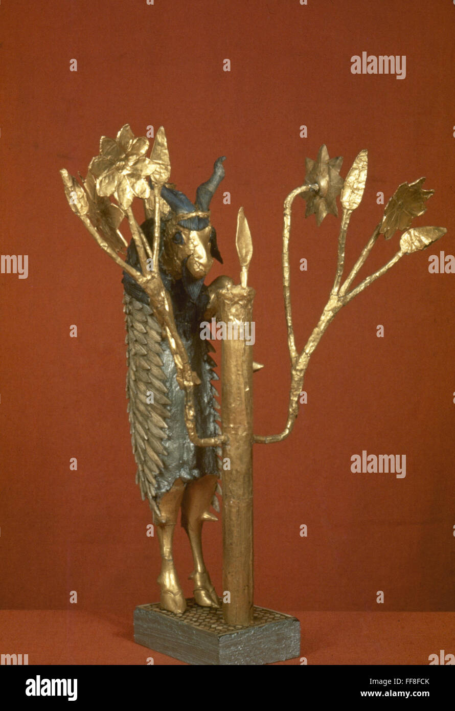 SUMERIAN STATUETTE. /nStatuette of ram in thicket. Gold, silver, shell ...