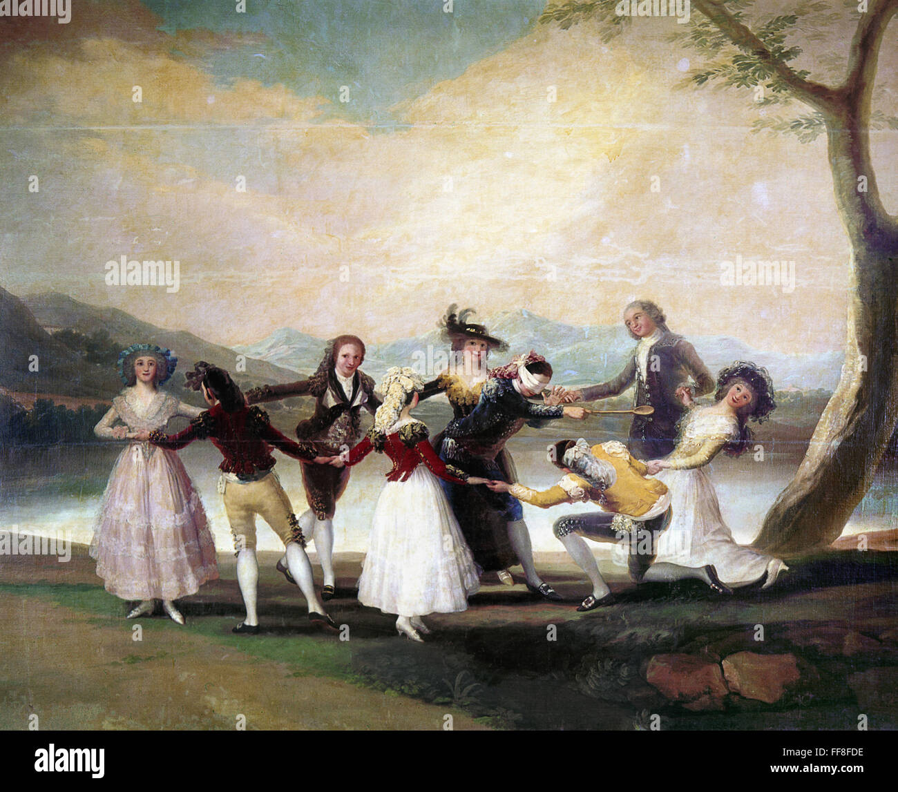 GOYA: BLINDMAN'S BLUFF. /nLa Gallina Ciega (Blindman's Bluff). Oil on ...
