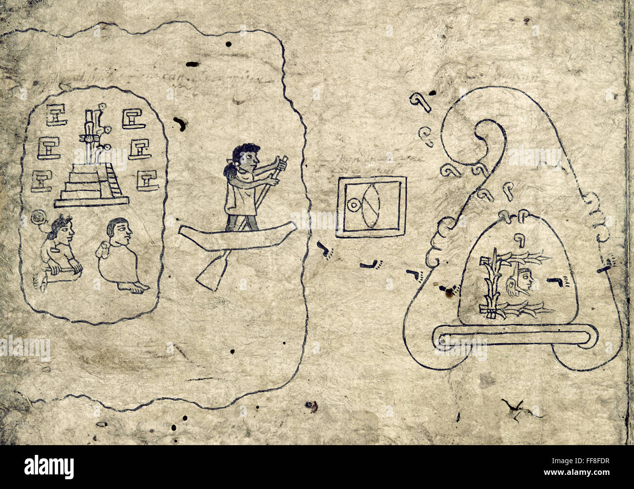 AZTEC MIGRATION. /nAztecs leaving homeland (Aztlan). Detail from ...