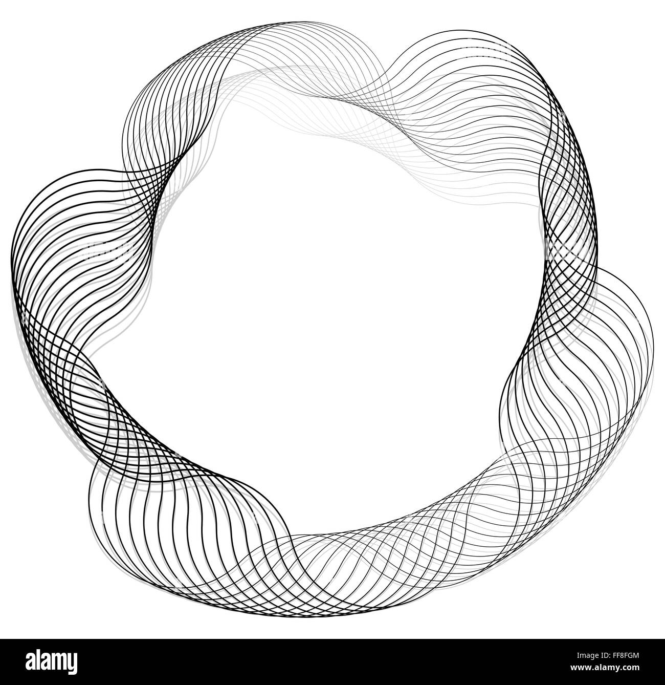 Abstract monochrome spirally, rotating element isolated on white ...