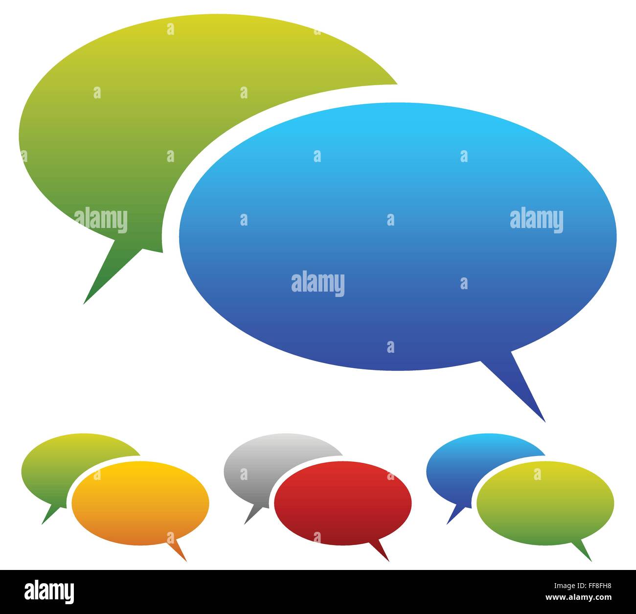Two overlapping speech, talk bubbles in more color combinations Stock Vector Image & Art - Alamy