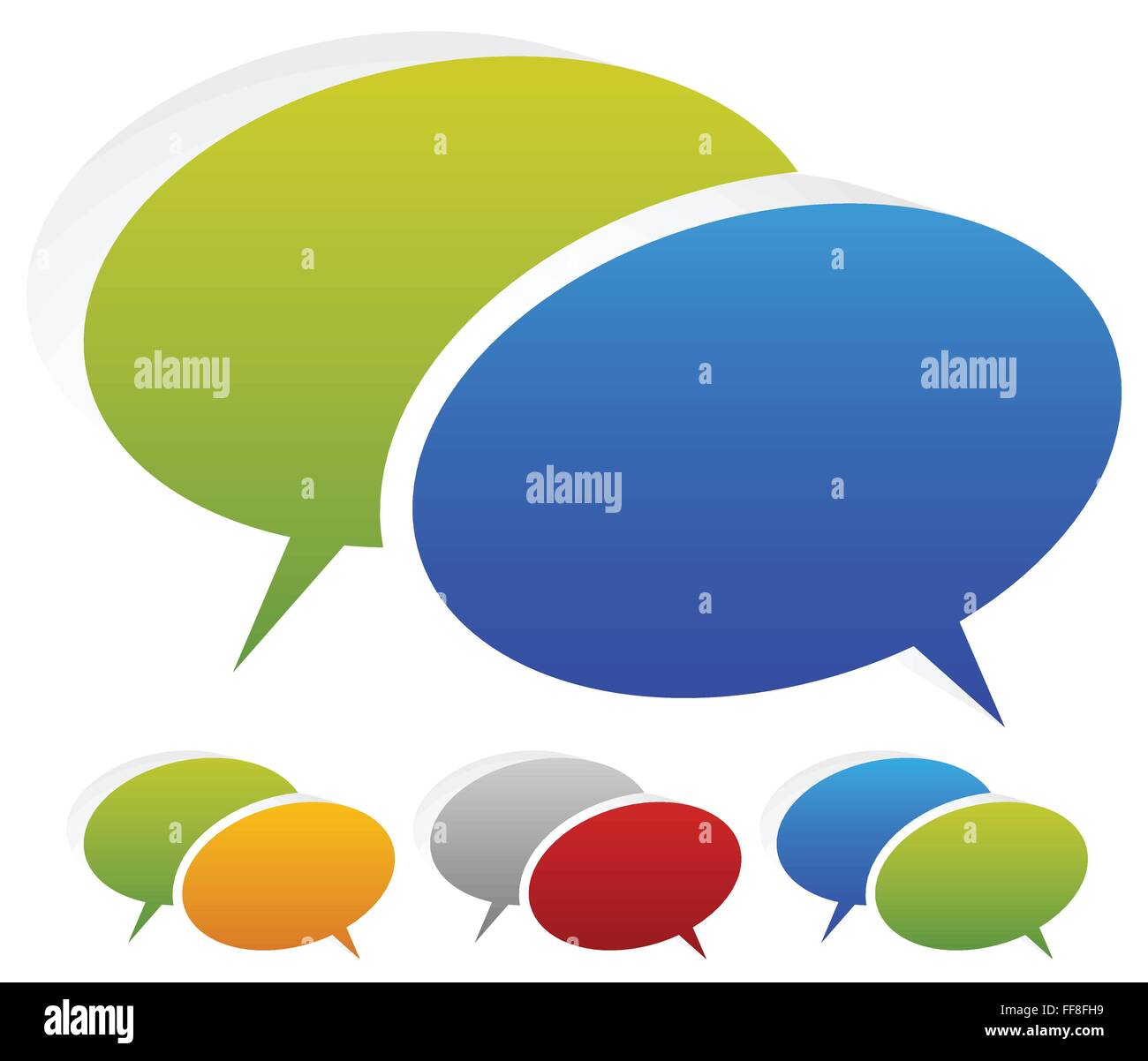 Two overlapping speech, talk bubbles in more color combinations Stock Vector Image & Art - Alamy