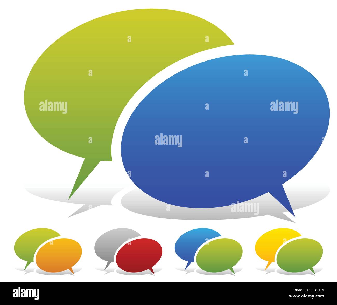Two overlapping speech, talk bubbles in more color combinations Stock ...