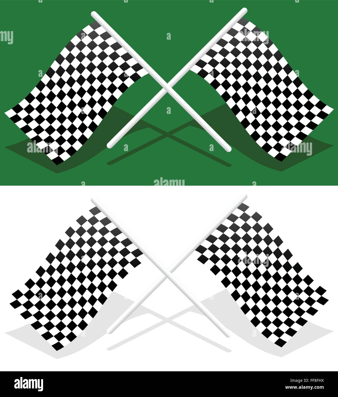 Crossed checkered racing flags with transparent shadows Stock Vector ...