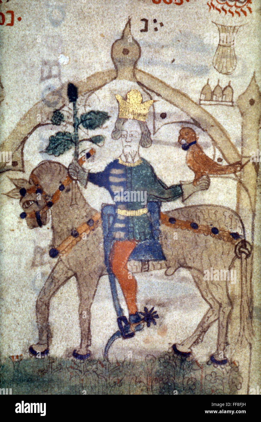 HAWKING, c1350. /nEnglish manuscript illumination Stock Photo - Alamy