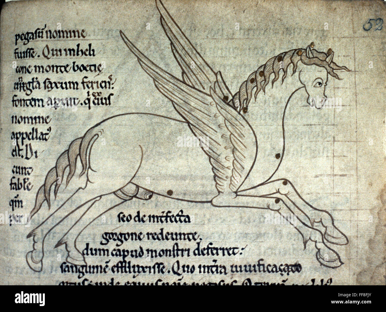 PEGASUS. /nPegasus, winged horse of Greek mythology: ms. illumination ...