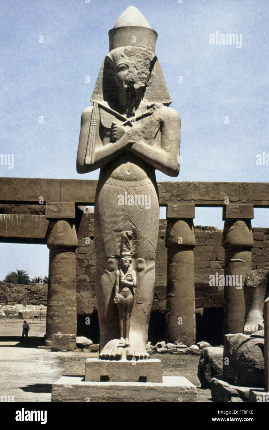 RAMSES II. /nColossal Egyptian statue of Ramses II at Karnak, 19th ...
