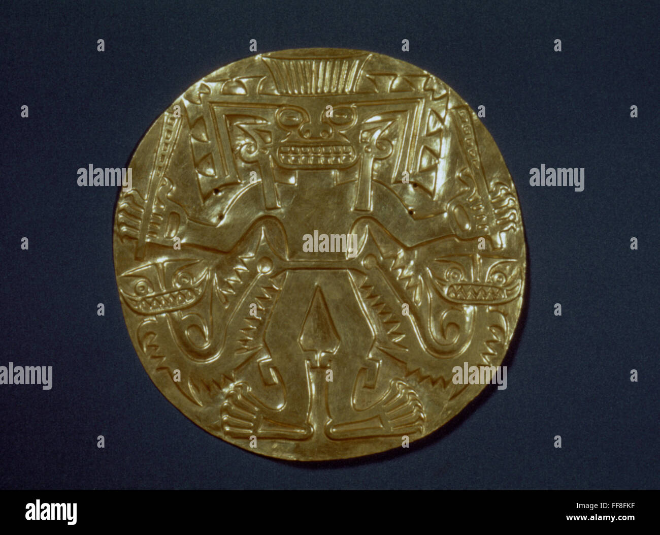 PRE-COLUMBIAN GOLD, 1000 AD. /nGold plaque with repousse decoration ...