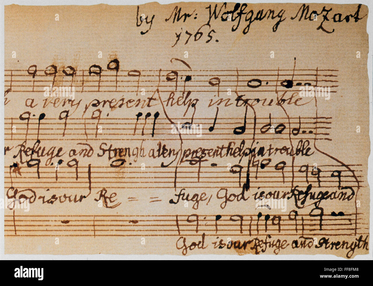 MOZART: MOTET MANUSCRIPT. /nDetail of the autograph of the motet, 'God ...