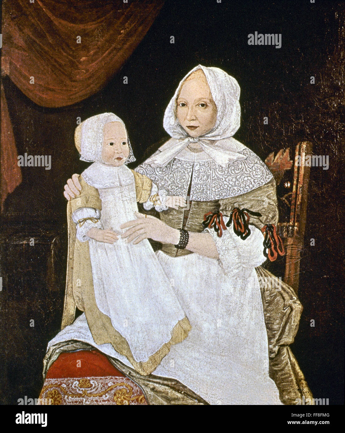 MRS. FREAKE, 1674. /nMrs. Elizabeth Freake and Baby Mary. Oil on canvas ...