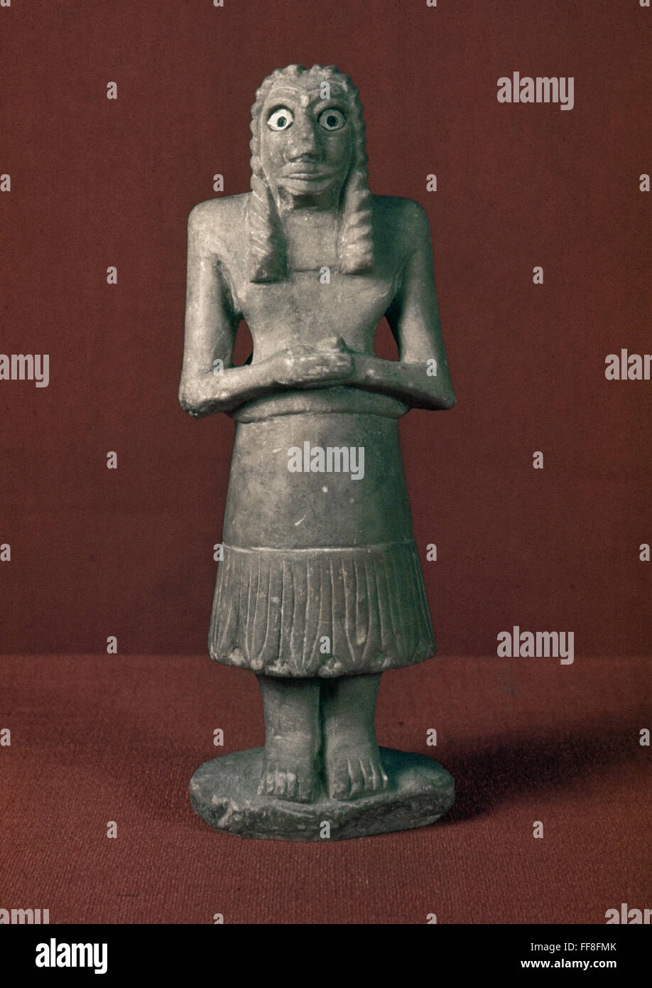 SUMERIAN STATUE. /nSumerian limestone statuette of a man. c2600 B.C ...