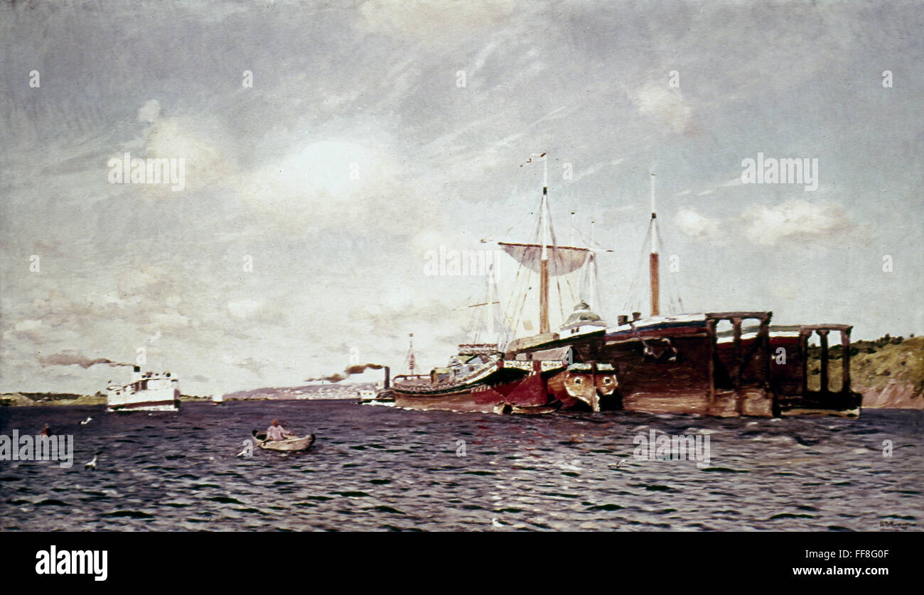 LEVITAN: RIVER, 1895. /nFresh Wind. The River Volga. Oil on canvas by ...