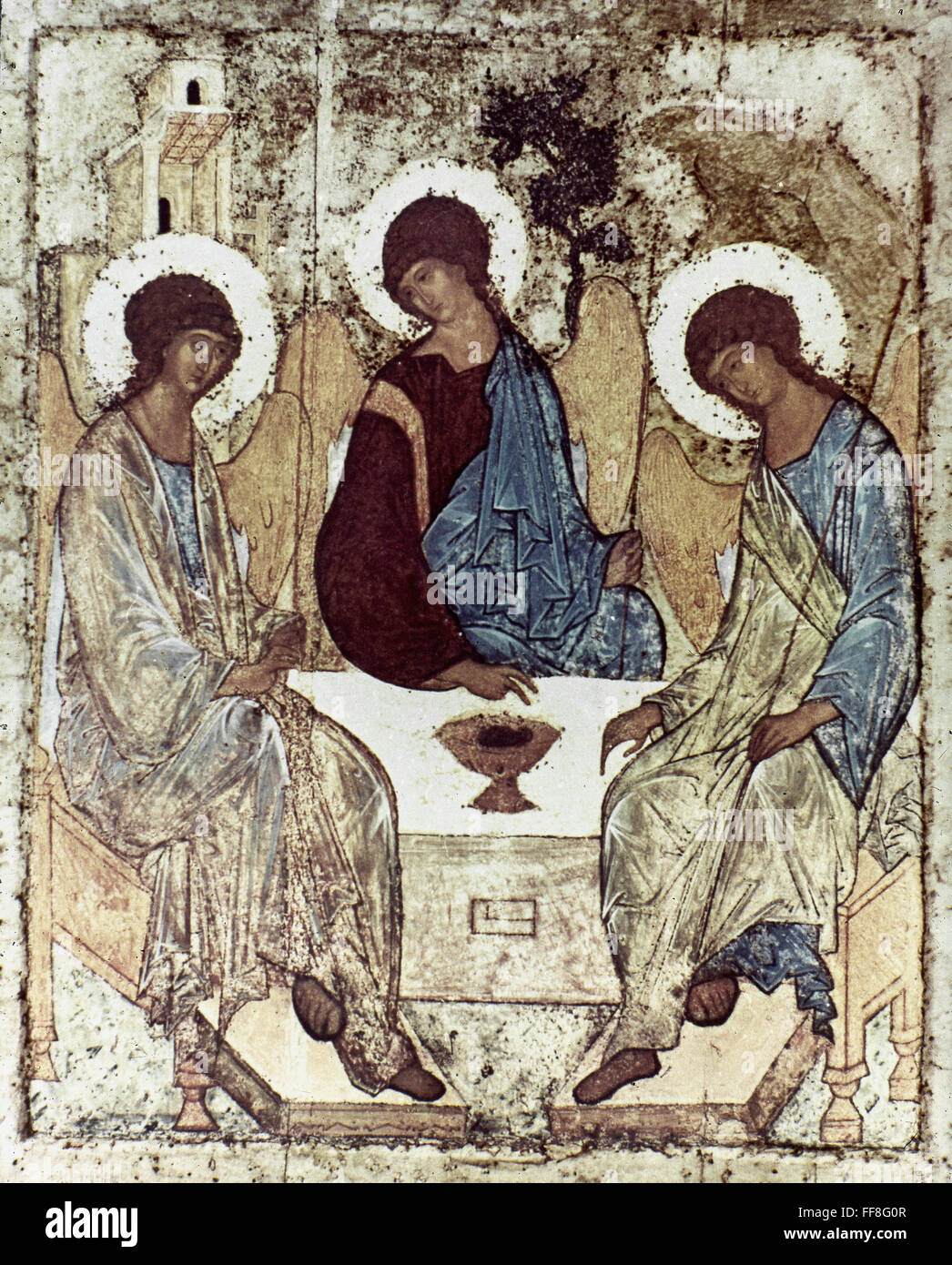RUSSIAN ICONS: THE TRINITY. /nBy Andrei Rublev. Wood, 1411 Stock Photo ...