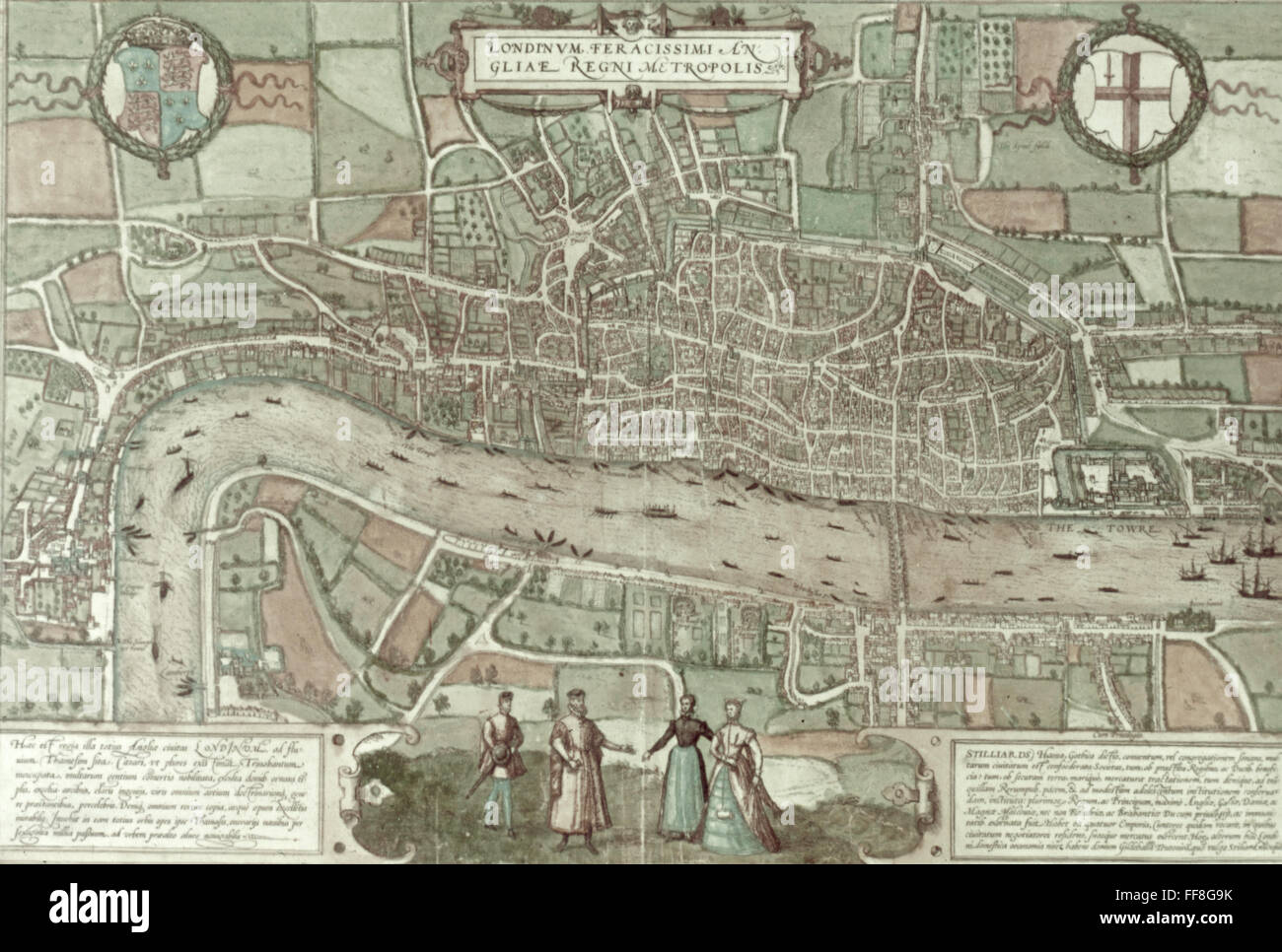 LONDON, 1558. /nGerman map of Tudor London as it appeared about 1558 ...
