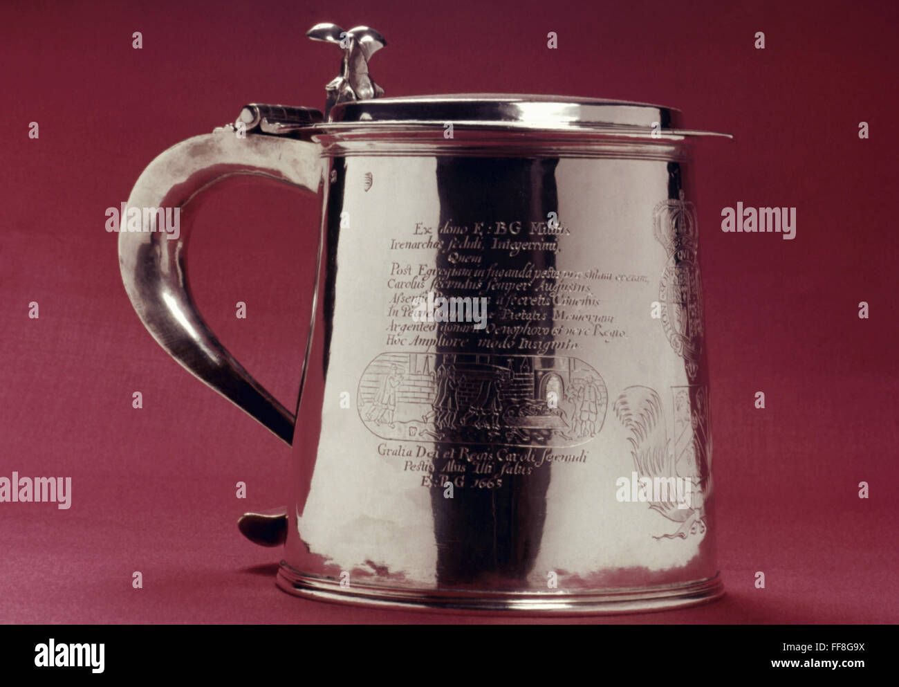 PLAGUE OF LONDON, 1675. /nEnglish silver tankard, 1675, commemorating ...