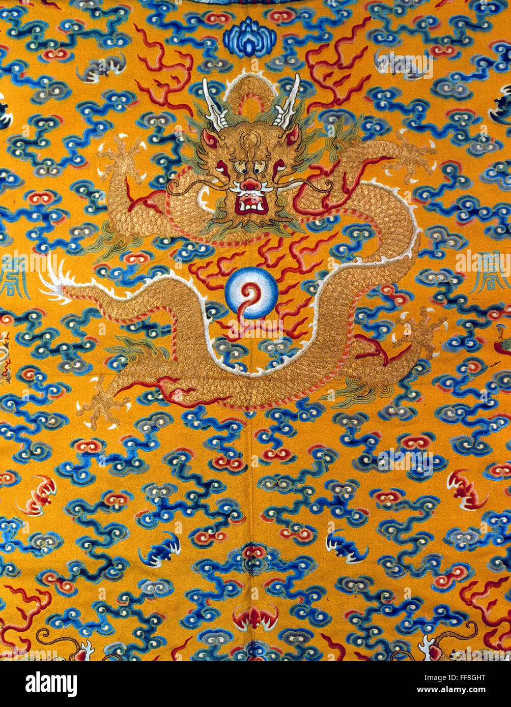 CHINA: DRAGON ROBE, 18th C. /nDetail from a Chinese Imperial dragon ...