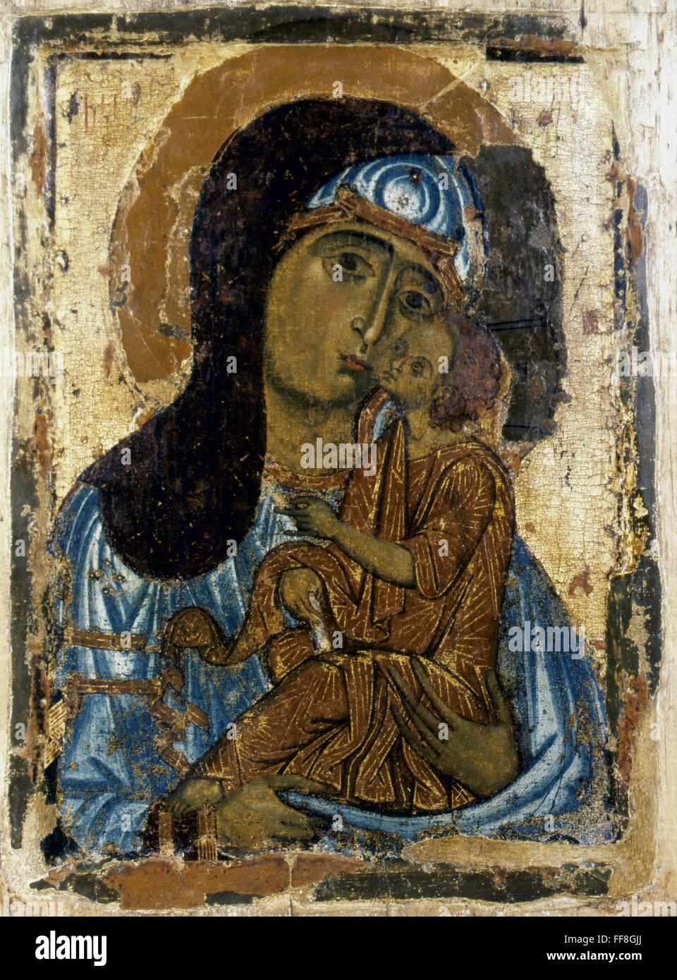OUR LADY OF TENDERNESS. /nIcon painting, Novgorod School, Russia, mid ...