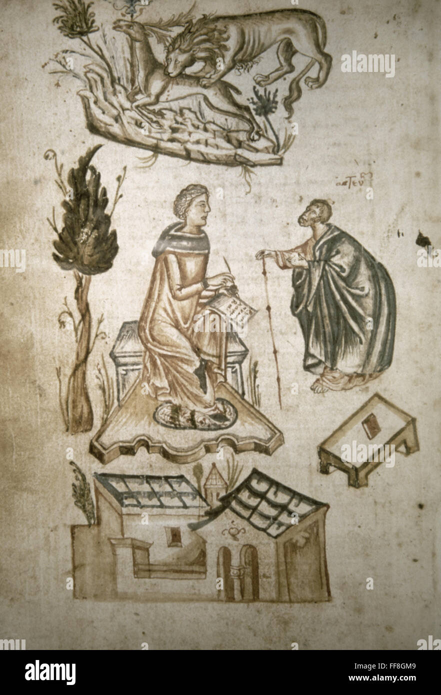 A MEDICAL CONSULTATION: /nByzantine Greek manuscript illumination, 14th ...