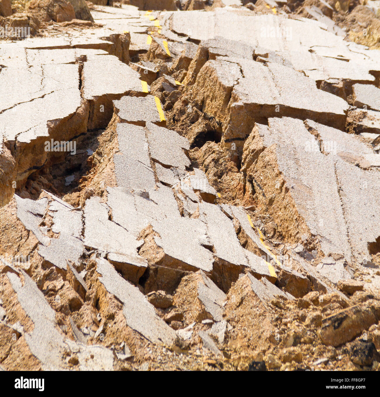 the collapse of the road caused by an earthquake Stock Photo - Alamy