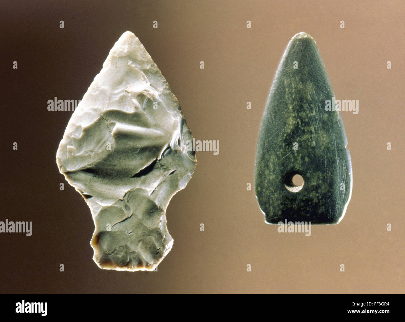 INUIT HARPOON BLADES. /nThule culture Inuit stone harpoon blades Stock ...