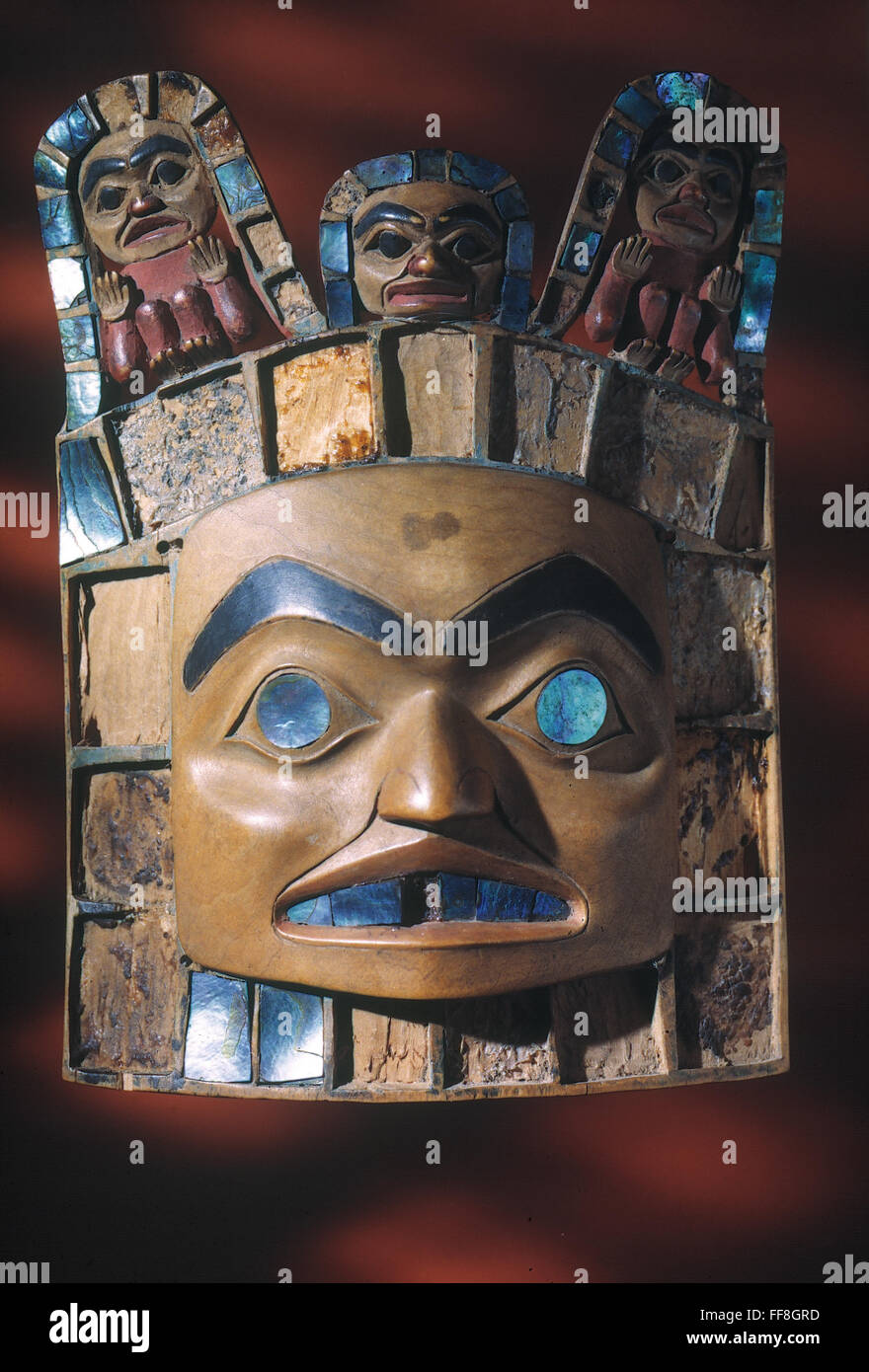 HAIDA ART. /nHaida Native American painted wood and abalone frontlet ...