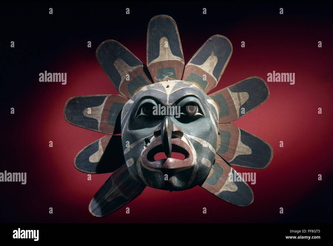 NATIVE AMERICAN MASK. /nKwakiutl painted wood Sun mask. From British ...