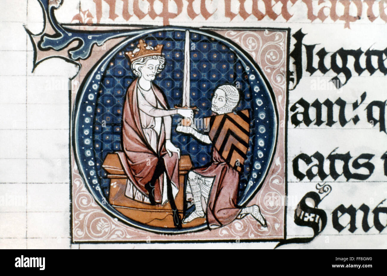 FRENCH COURT: KNIGHT & KING. /nKnight receiving his sword from the King ...