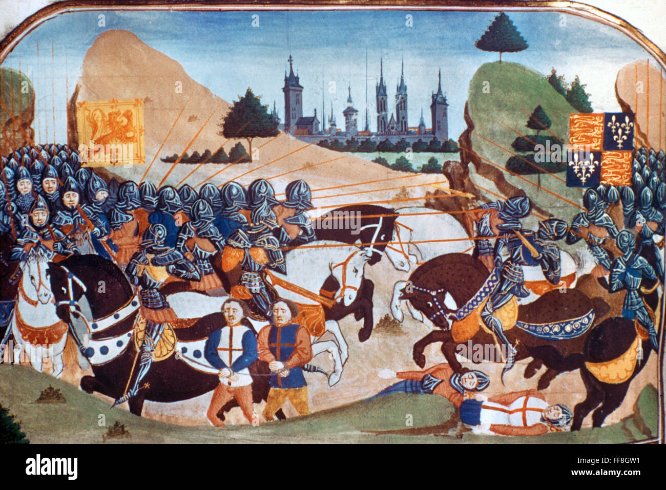 BATTLE OF NORMANDY, 1429. /nScottish knights (at right) fighting the ...