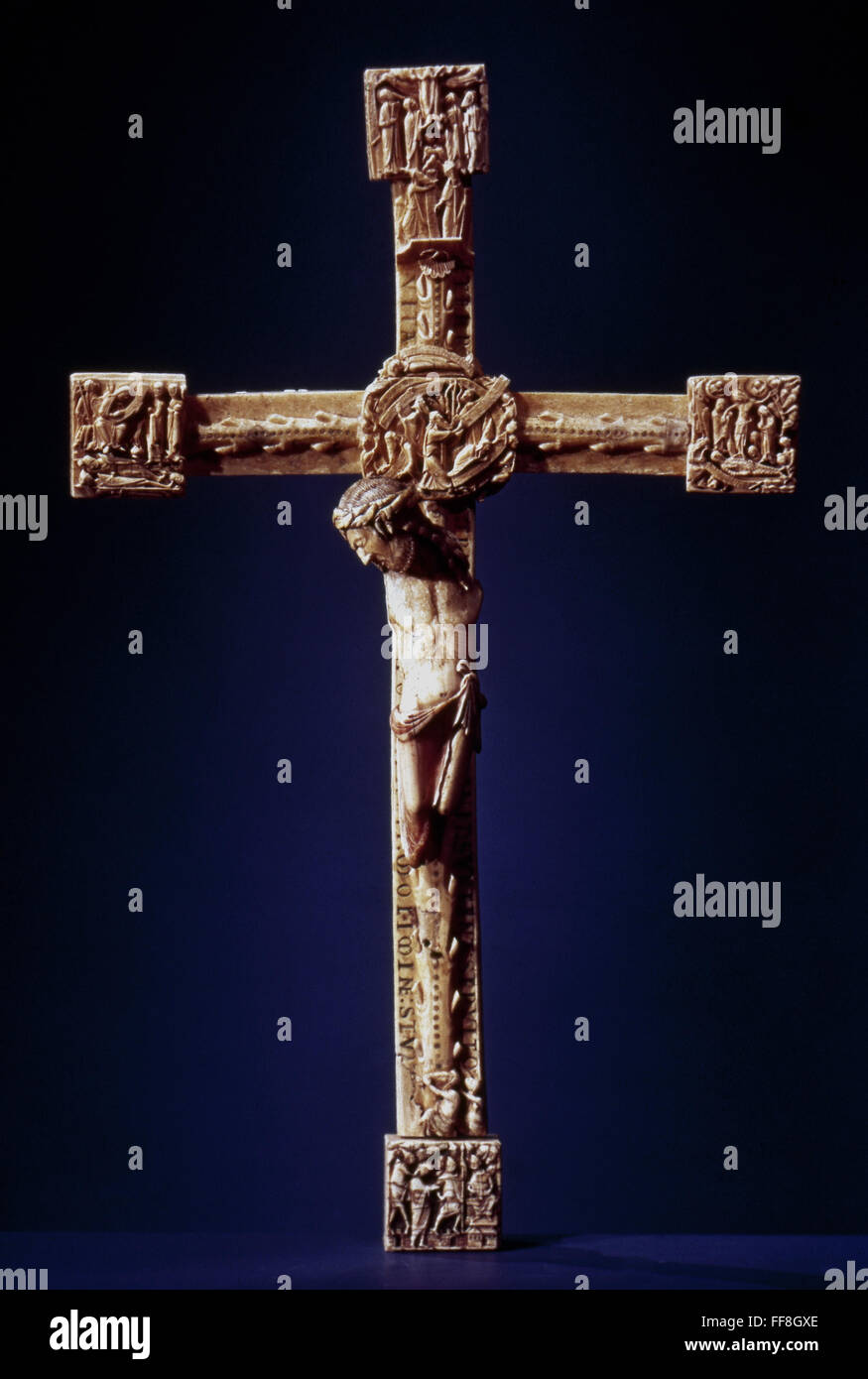 IVORY CROSS, 12th C. /nFront of walrus ivory cross from Bury St ...