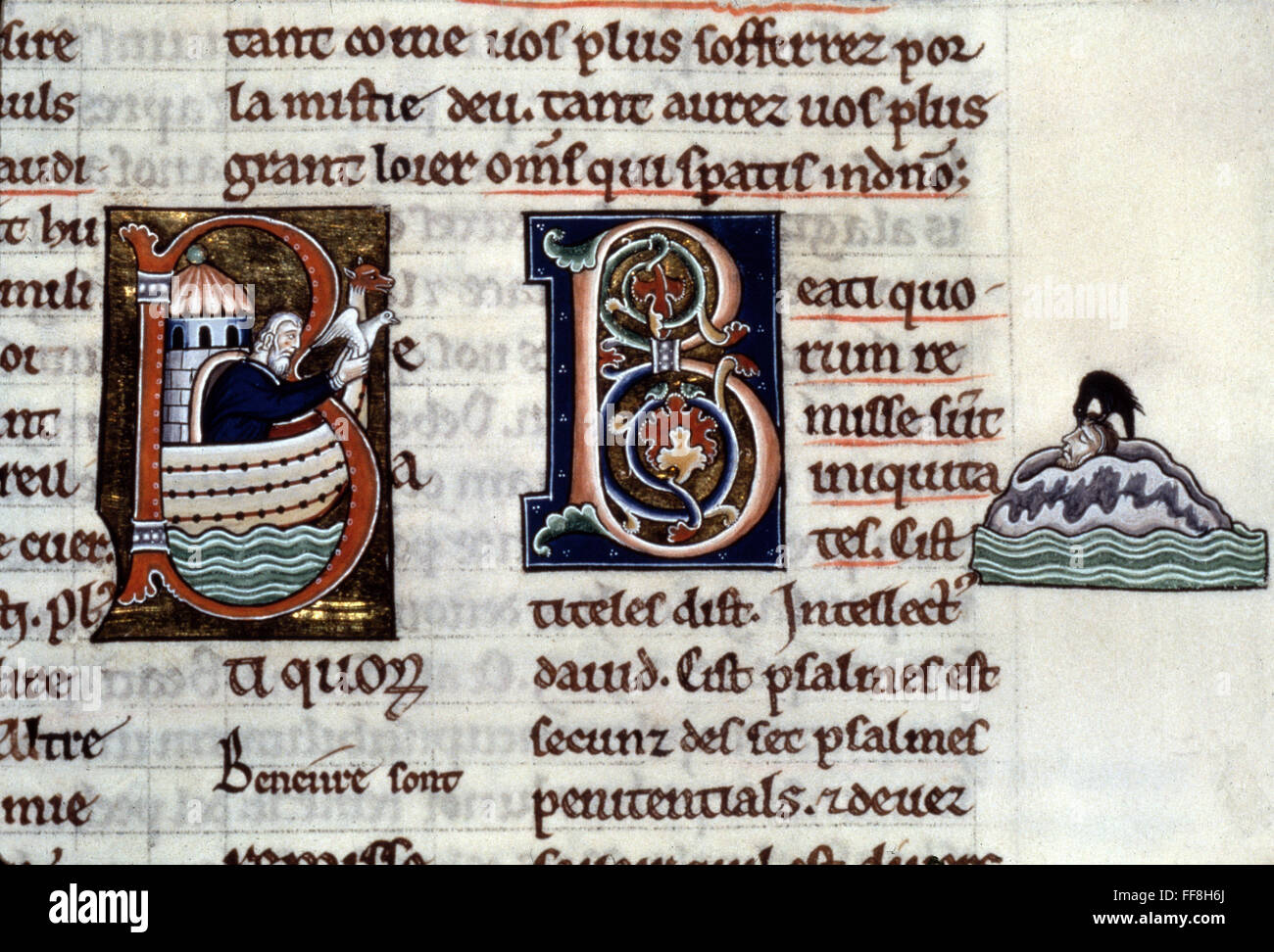 GENESIS: NOAH. /nNoah sending the dove from the Ark, in an initial B ...