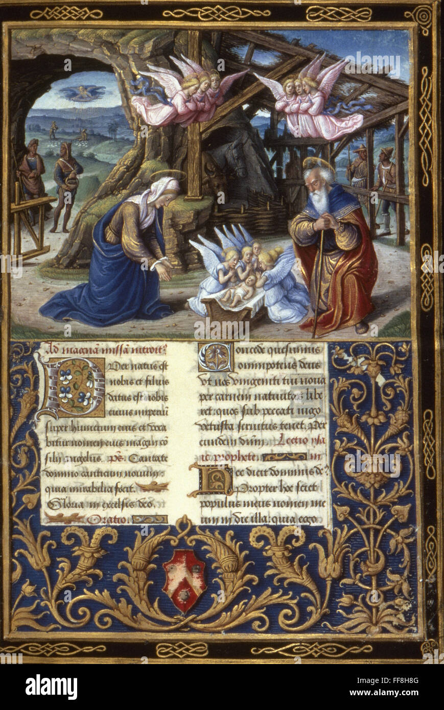 THE NATIVITY /nIllumination from a late 15th century French Missal ...