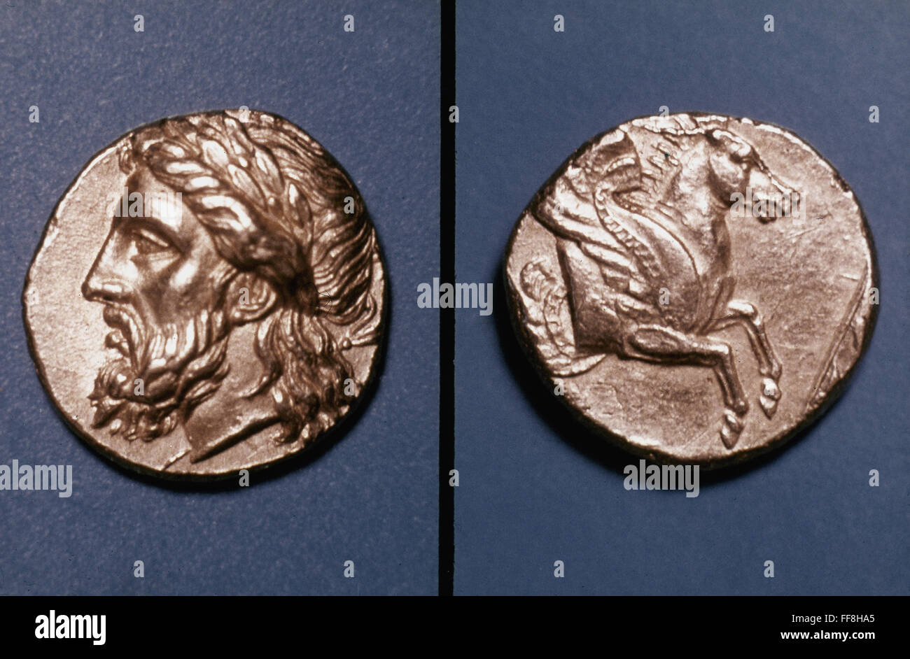 GREEK COIN: ZEUS. /nGold stater of Lampsacus, c350 B.C. Obv: head of ...