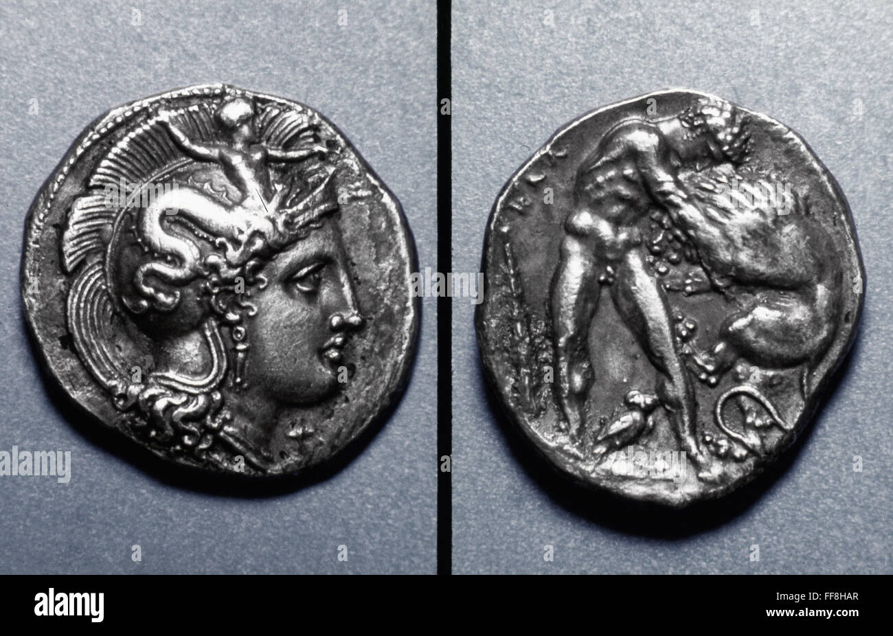ATHENA/MINERVA COIN. /nSilver stater of Heraclea (S. Italy), c350 B.C ...
