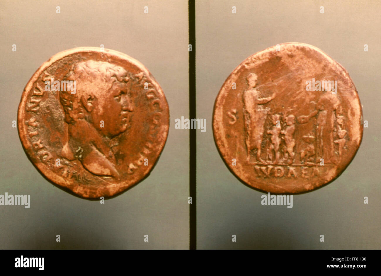 ROMAN COIN: HADRIAN. /nRoman bronze sestertius of Hadrian before an ...