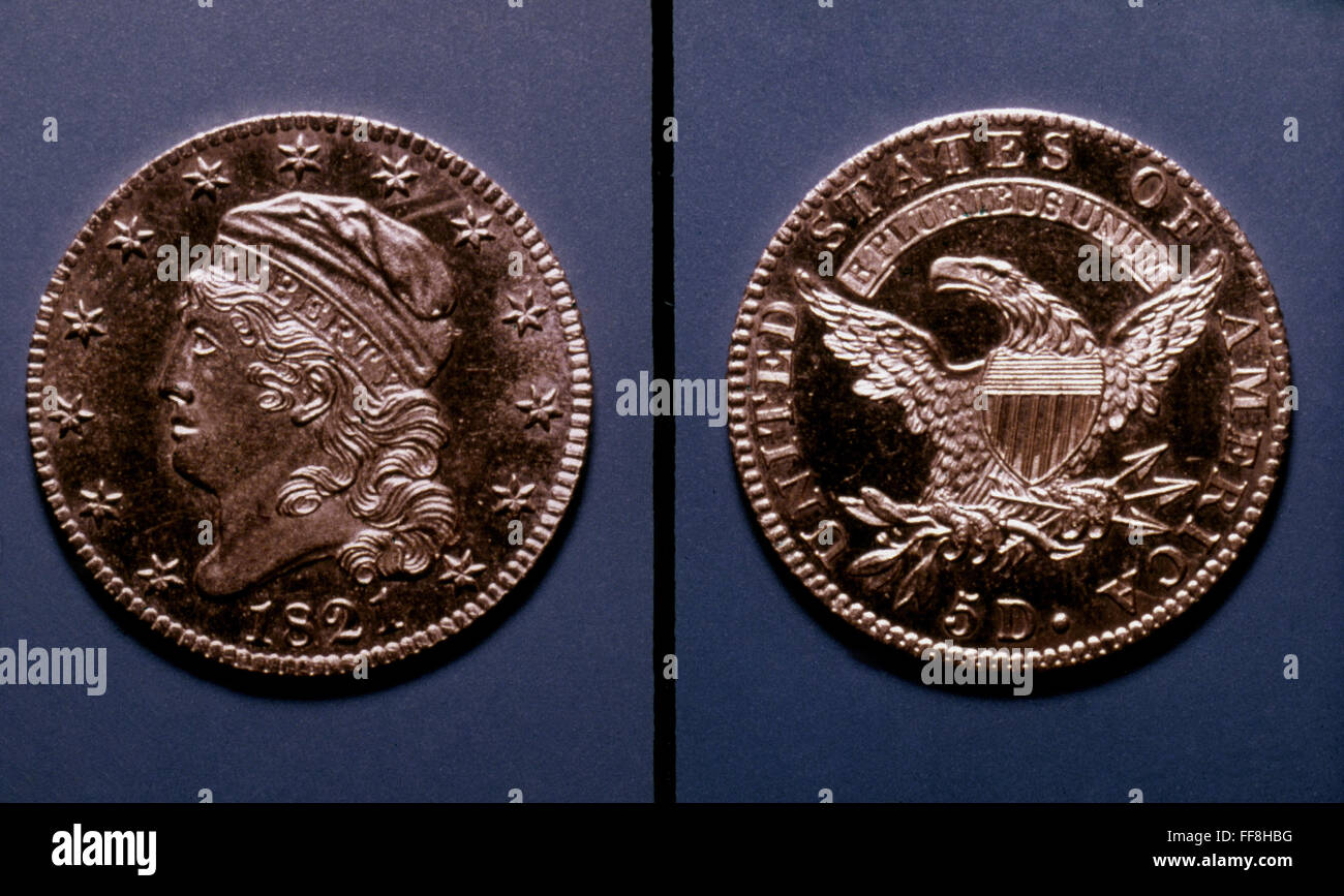 U.S. EAGLE GOLD COIN. /nUnited States gold half eagle, 1821 Stock Photo ...