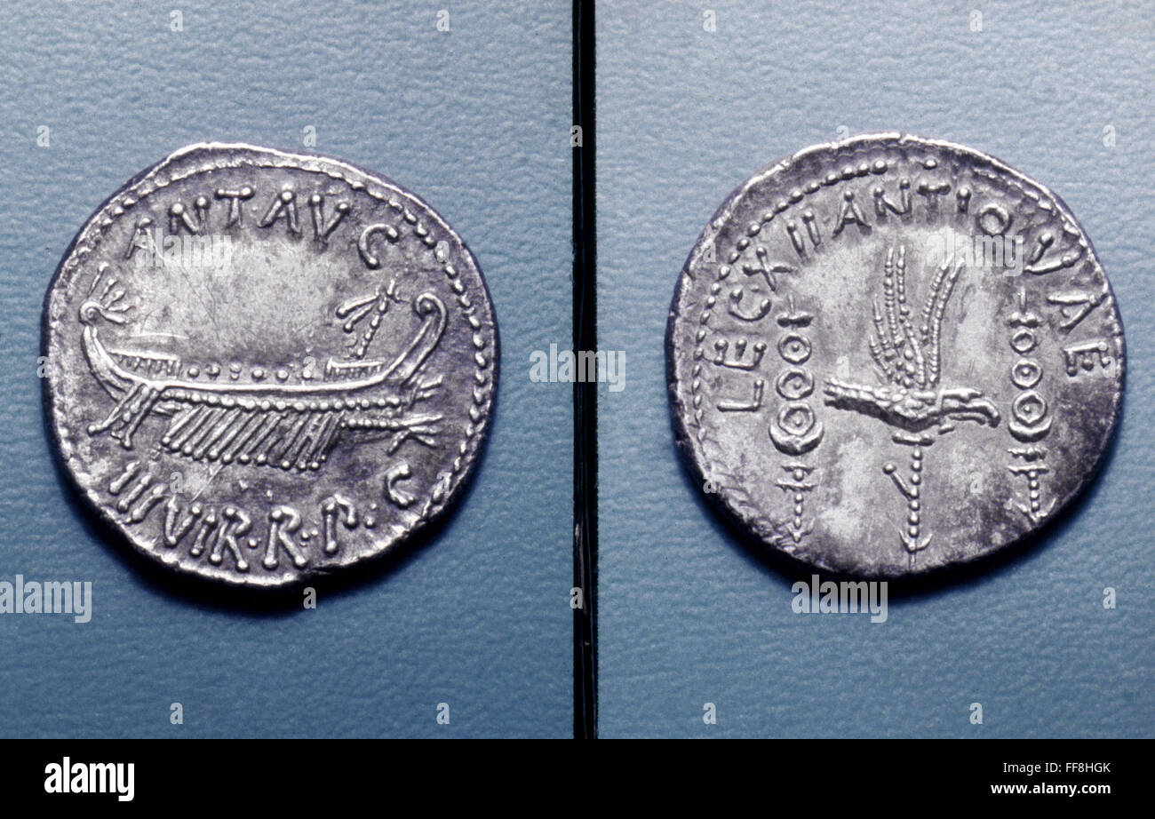 ROMAN COIN: MARCUS ANTONIUS. /nRoman silver denarius of Marcus Antonius ...
