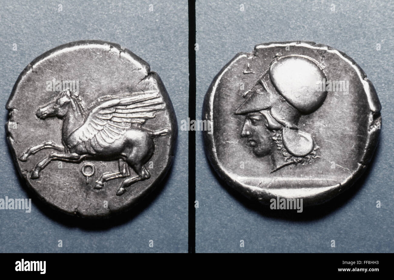 ATHENA & PEGASUS COIN. /nSilver stater of Corinth, c400 B.C. Obv ...